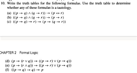 solved 10 write the truth tables for the following