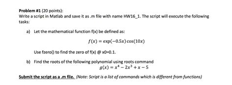 solved problem 1 20 points write a script in matlab and