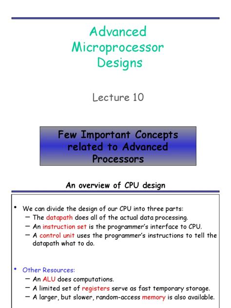 advanced microprocessor lecture 10 key concepts pdf central processing unit computer data