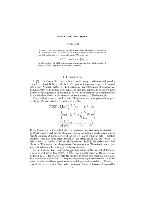 splitting methods splitting methods i watanabe abstract let us suppose we are given a