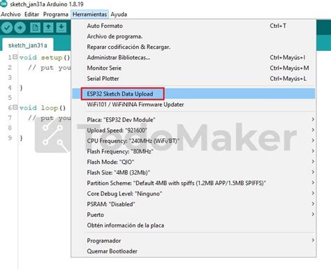 sube archivos al esp32 usando spiffs con el arduino ide todomaker