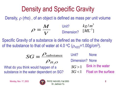 What Is Specific Gravity Definition Formula