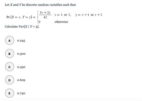 solved let x and y be discrete random variables such that x