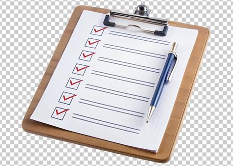 PNG Completed Checklist On Clipboard With Pen Transparent Premium AI