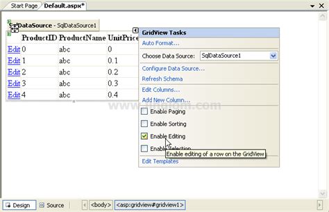accessing sql server on asp using sqldatasource part 1 update
