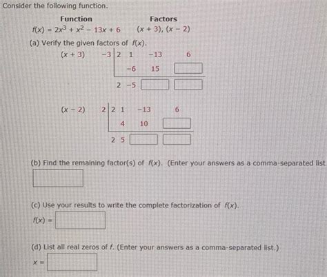 solved consider the following function function factors