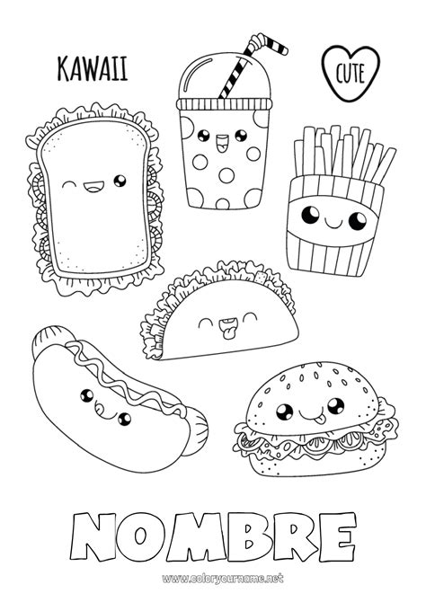 Nº de colorear 211 Lindo Kawaii Alimento