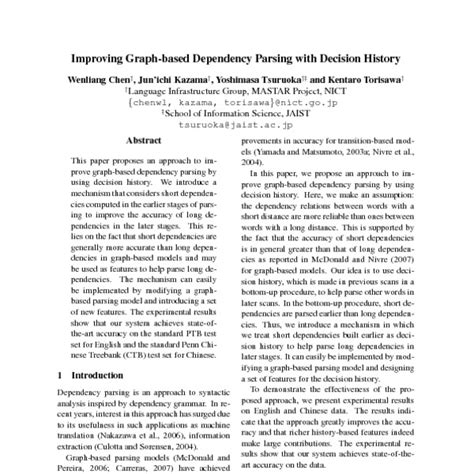 improving graph based dependency parsing with decision history acl anthology