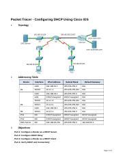 Packet Tracer Configuring Dhcp Using Cisco Ios Startev