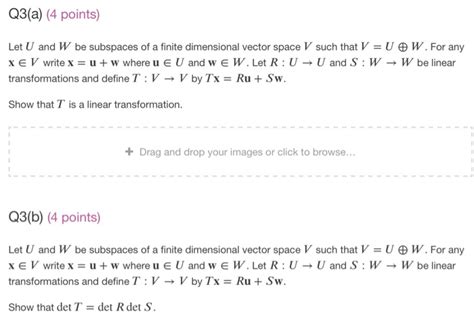 solved q3 a 4 points let u and w be subspaces of a finite
