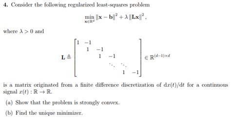 4 consider the following regularized least squares