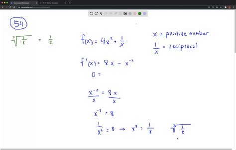 solved for what positive number is the sum of its reciprocal and four times its square a minimum