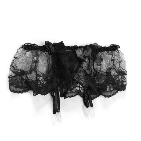 Biiyo Womens Sexy Lace Suspender G String Garter Belt Stockings Set Lingerie Bowknot