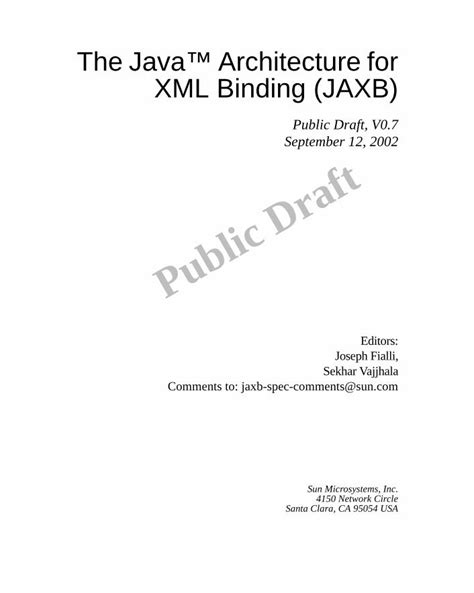 PDF The Java Tm Architecture For XML Binding JAXB Specification