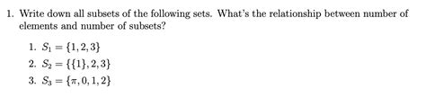solved 1 write down all subsets of the following sets