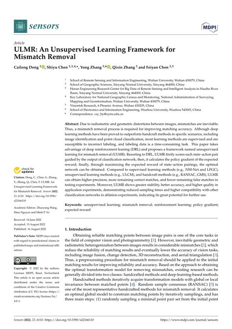 pdf ulmr an unsupervised learning framework for mismatch removal