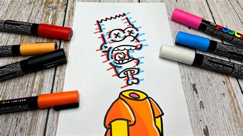 Drawing Bart Simpson With Posca Markers Glitch Effect YouTube