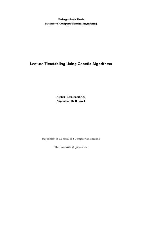 pdf lecture timetabling using hybrid genetic algorithms