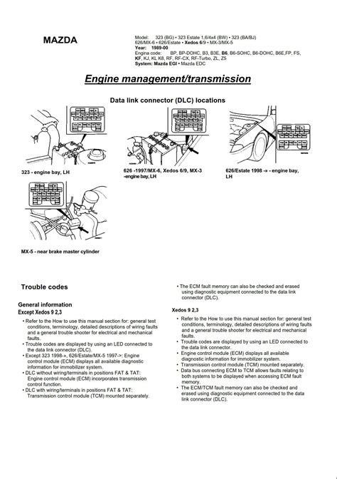 Mazda Fault Codes DTC Comprehensive Guide For Diagnosing And