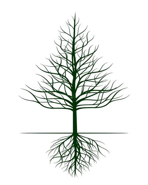 Naked Tree Vector Outline Illustration Plant In Garden Stock Vector