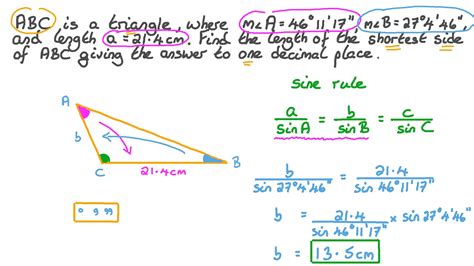 question video using the law of sines to determine an unknown length in a triangle nagwa