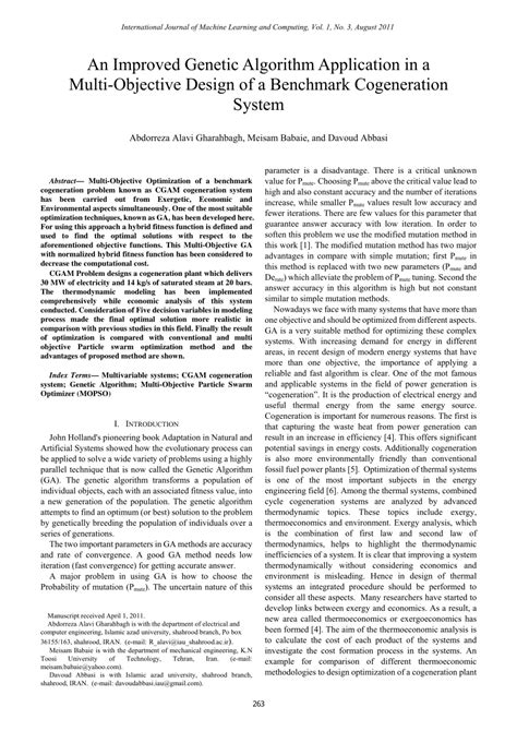 pdf an improved genetic algorithm application in a multi objective design of a benchmark