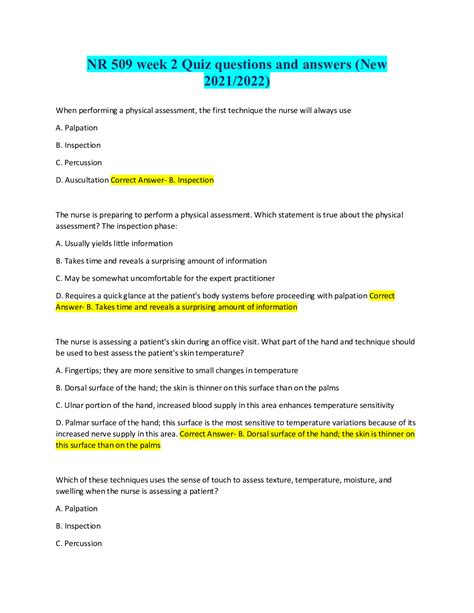 nr 509 week 2 quiz questions and answers new 2021 2022 browsegrades