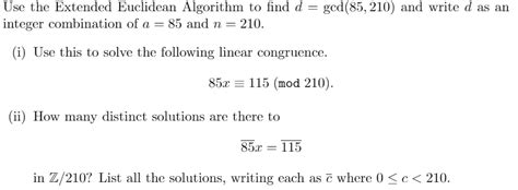 solved use the extended euclidean algorithm to find d