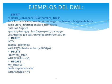 significado de los comandos dml select insert update delete en sql server