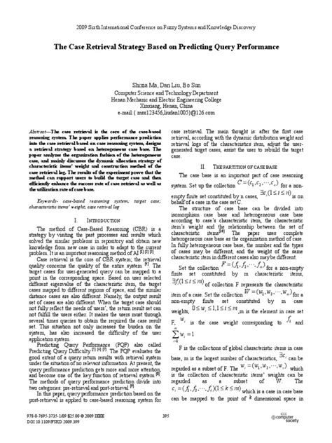 the case retrieval strategy based on predicting query performance pdf information retrieval