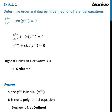 Ex 9 1 1 Determine Order And Degree Of Differential Equations