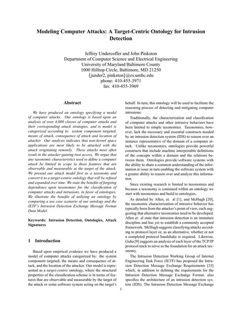 modeling computer attacks a target centric ontology for intrusion detection