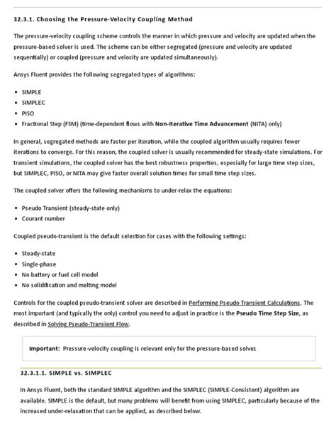 choosing the pressure velocity coupling method pdf applied mathematics computational science