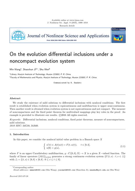 pdf on the evolution differential inclusions under a noncompact evolution system