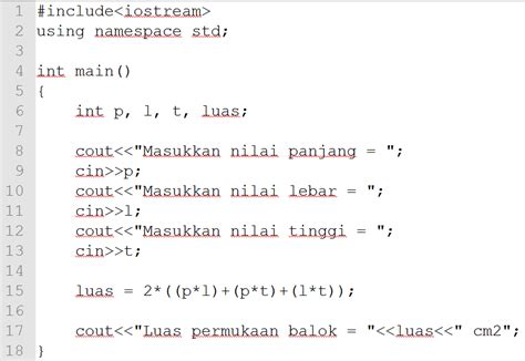 latihan program python menghitung luas permukaan balo