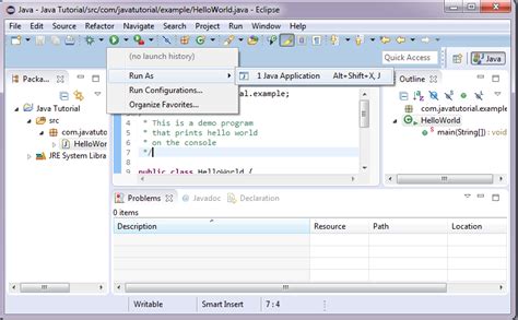 java tutorial 4 hello world application