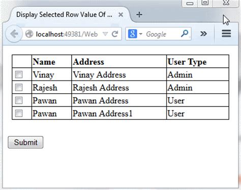 Display Selected Row Value Of GridView In JavaScript Alert Message Asp