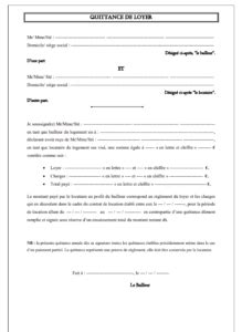 Quittance De Loyer Gratuit