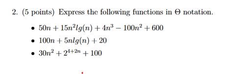 solved 2 5 points express the following functions in Θ