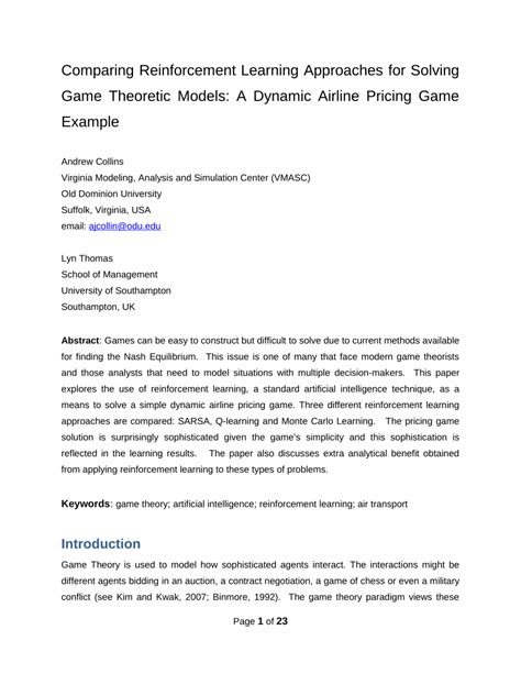 pdf comparing reinforcement learning approaches for solving game theoretic models a dynamic