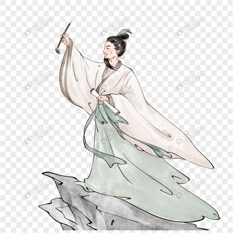 古风水墨屈原元素素材下载 正版素材401748491 摄图网