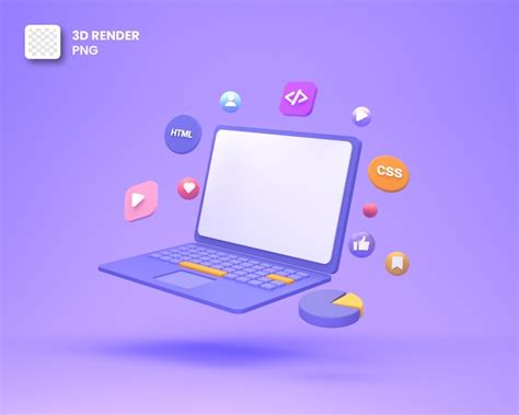 premium psd 3d render web development software development web design coding and programming