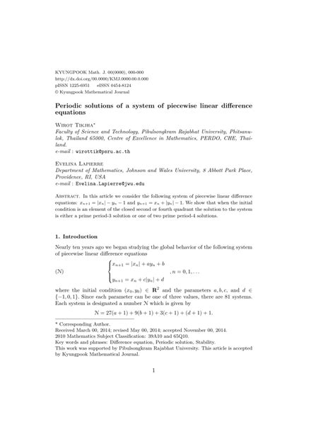pdf periodic solutions of a system of piecewise linear difference equations