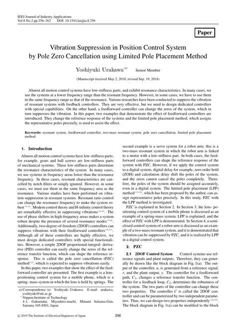 pdf vibration suppression in position control system by pole zero cancellation using limited