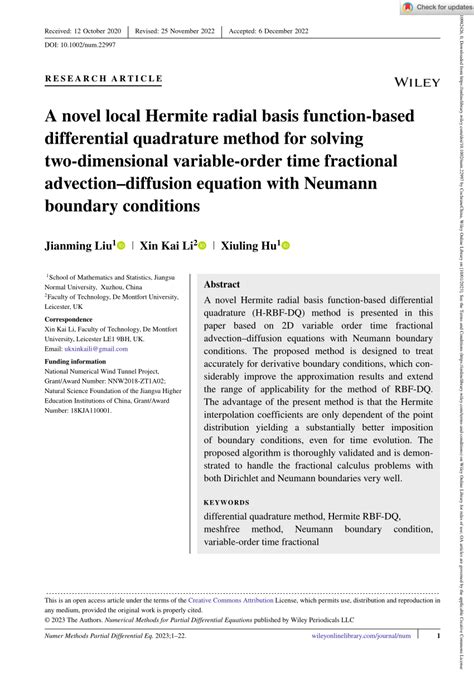pdf a novel local hermite radial basis function‐based differential quadrature method for