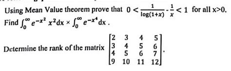 using mean value theorem prove that 0