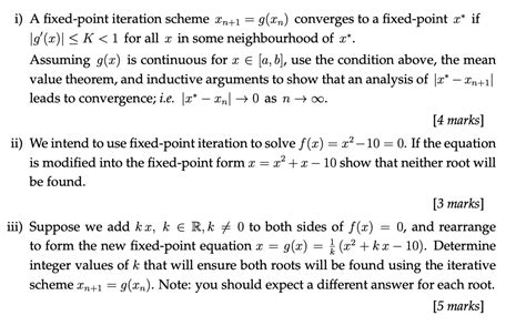 solved i a fixed point iteration scheme xn 1 g in