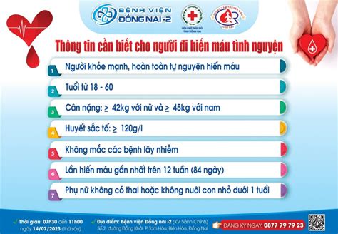 THÔNG TIN CẦN BIẾT CHO NGƯỜI ĐI HIẾN MÁU TÌNH NGUYỆN BỆNH VIỆN ĐỒNG