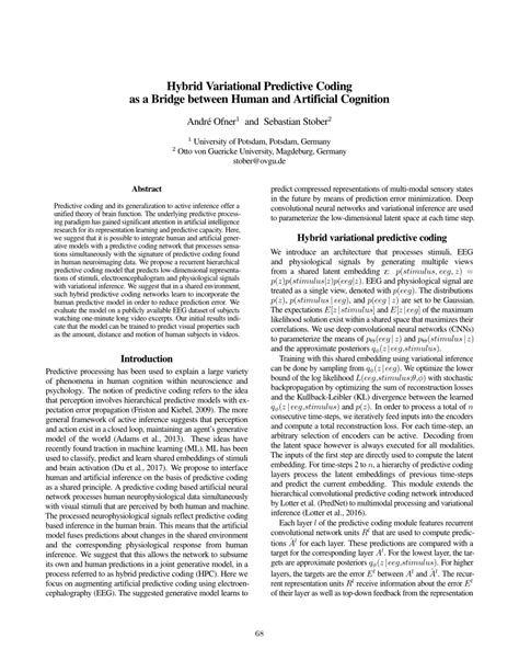 pdf hybrid variational predictive coding as a bridge between human and artificial cognition