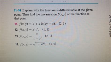 solved 11 16 explain why the function is differentiable at